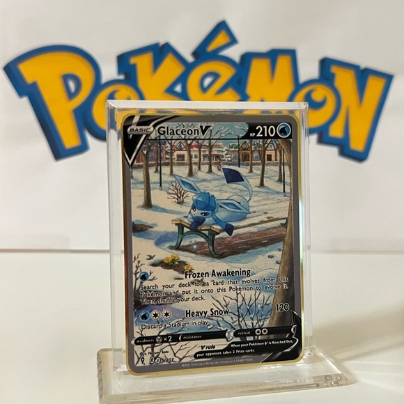 Pokemon | Toys | Pokmon Glaceon V 7523 Evolving Skies Metal Gold Card ...